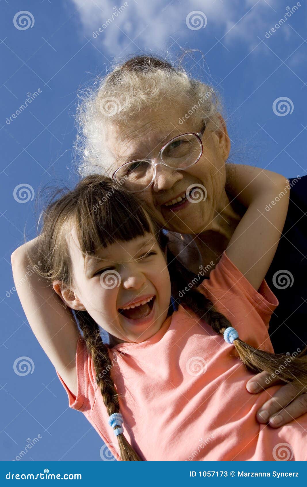 Girl with grandma stock image. Image of guardian, arms - 1057173