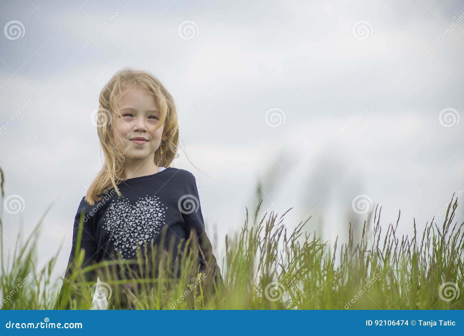 Girl in the grass field stock photo. Image of grass, female - 92106474