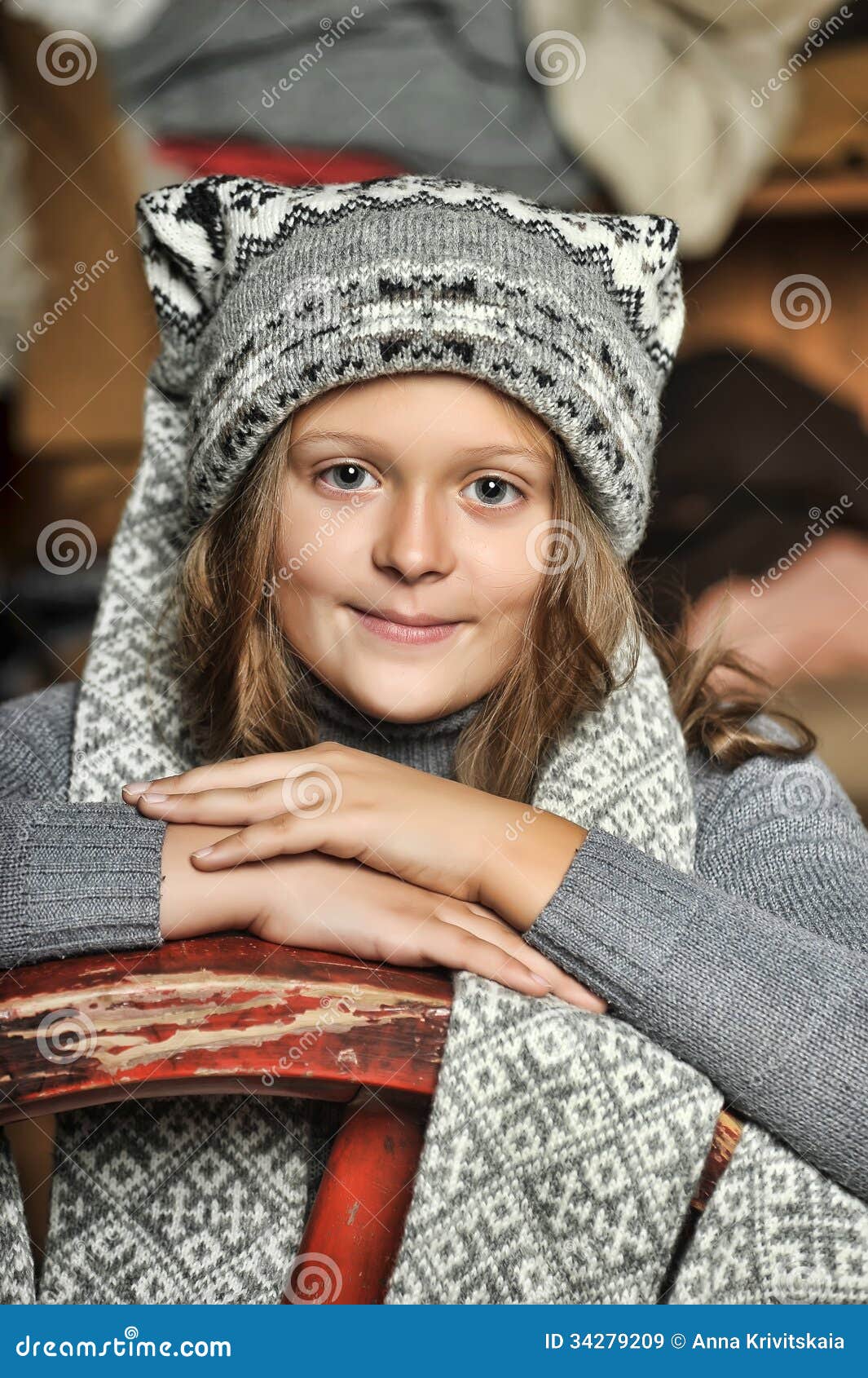 Girl in a gray sweater stock image. Image of celebration - 34279209