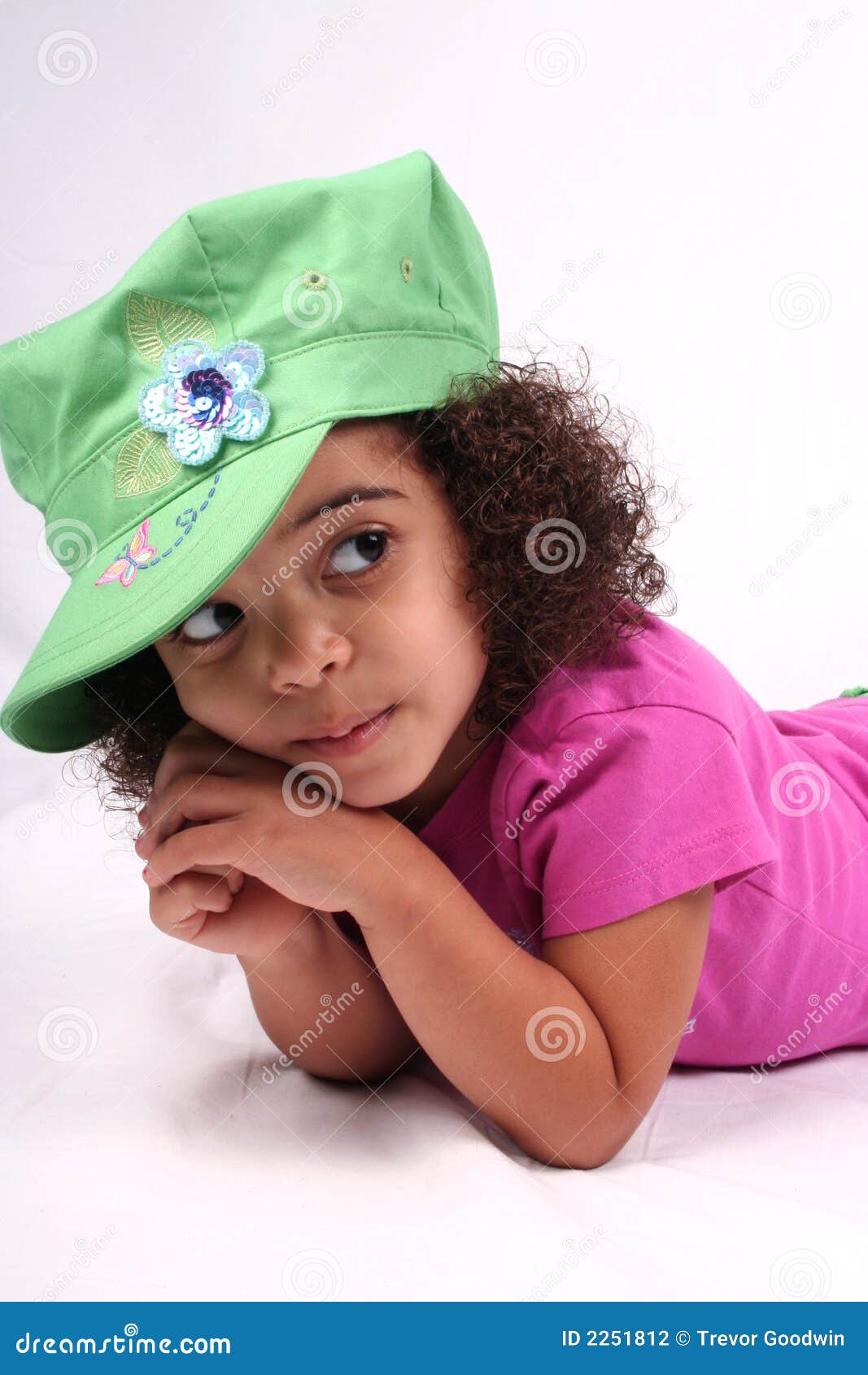 Girl in Green Hat stock photo. Image of skin, brown, girl - 2251812