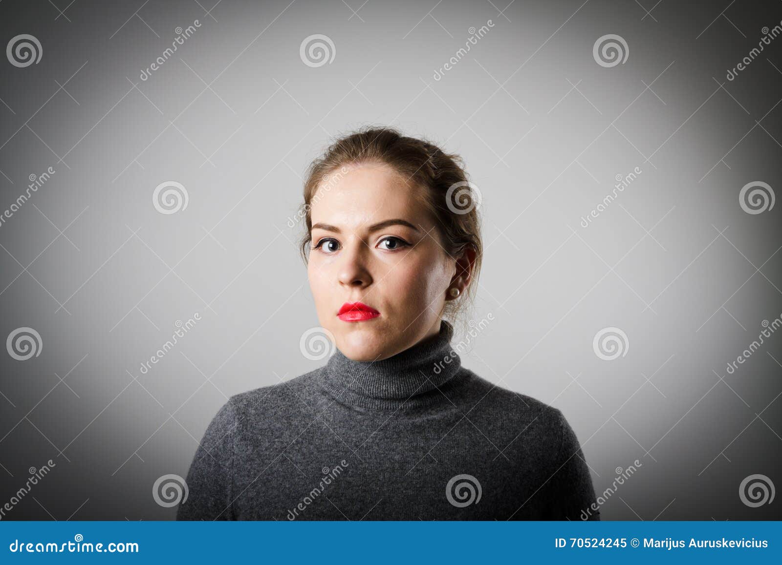 Girl in grey stock image. Image of dreaming, hesitation - 70524245