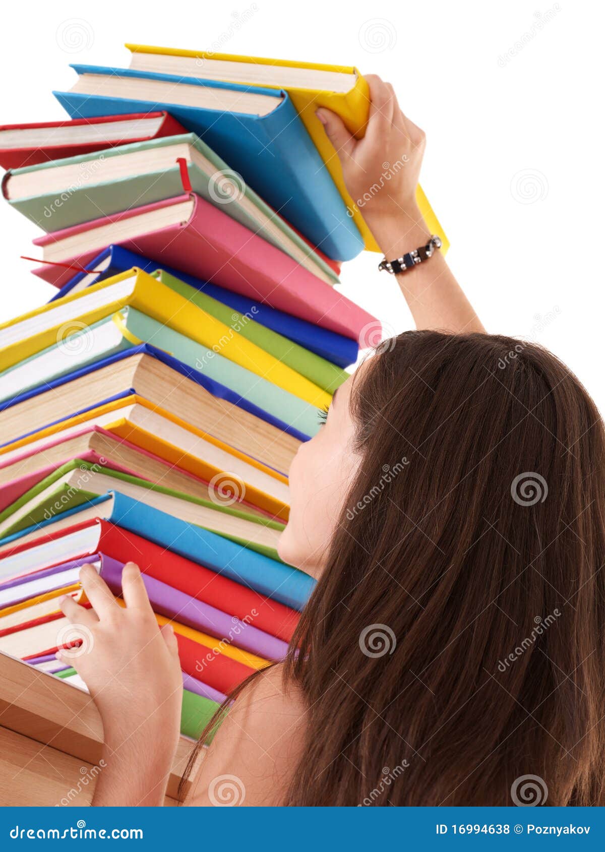 Girl with Group Colored Book. Stock Photo - Image of beautiful, holding ...