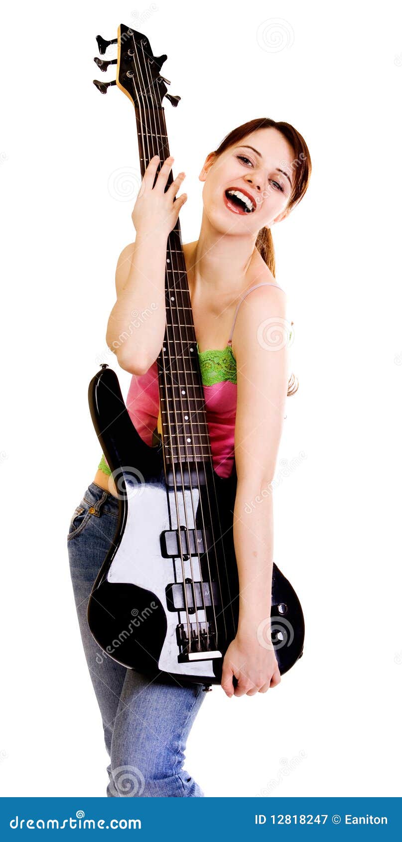 Girl with guitar stock image. Image of musician, young - 12818247