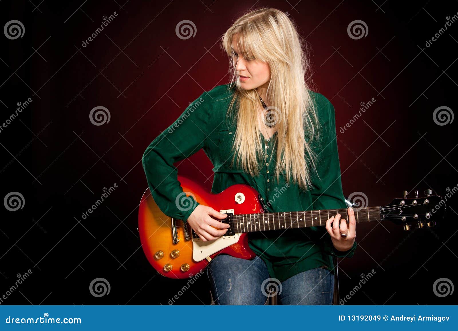Girl with a guitar stock image. Image of artist, person - 13192049