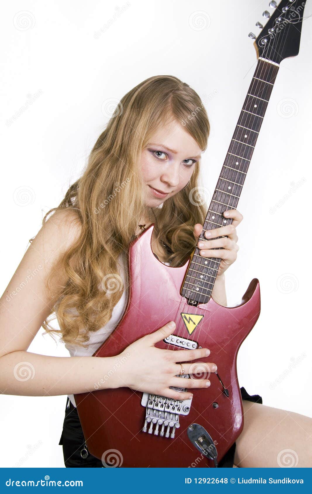 Girl Guitar Player stock photo. Image of attractive, chord - 12922648