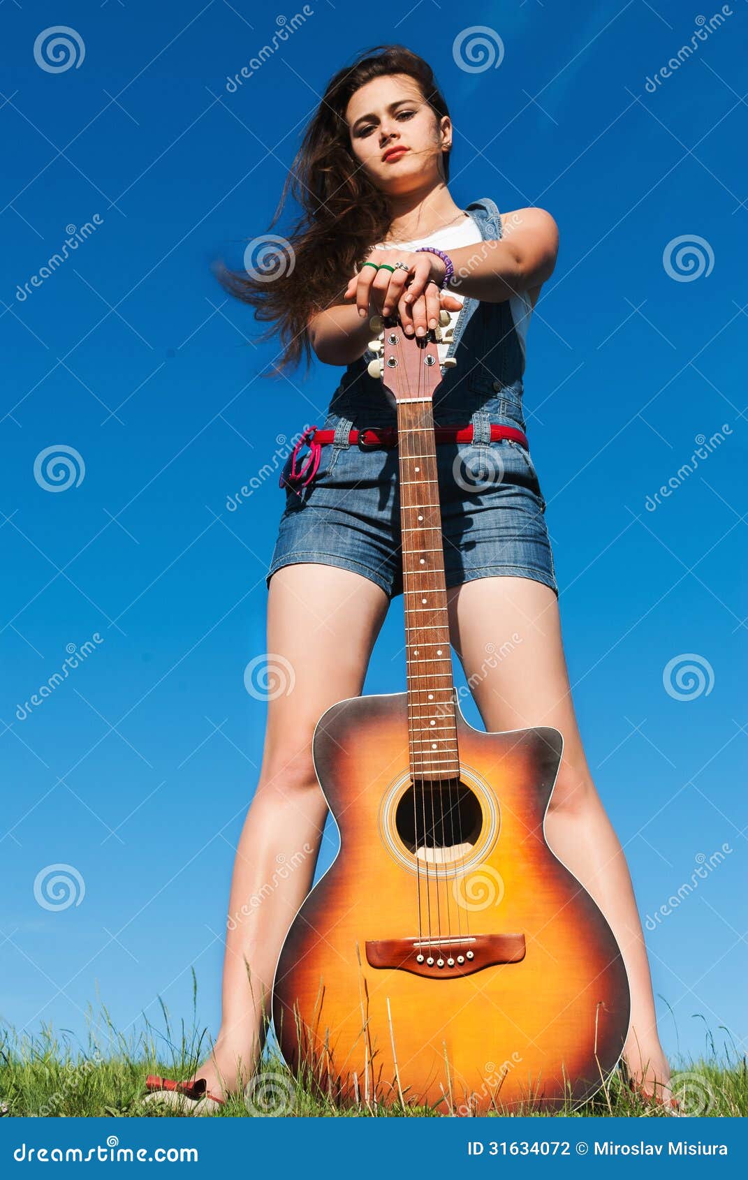 Girl with a guitar stock photo. Image of beauty, beautiful - 31634072