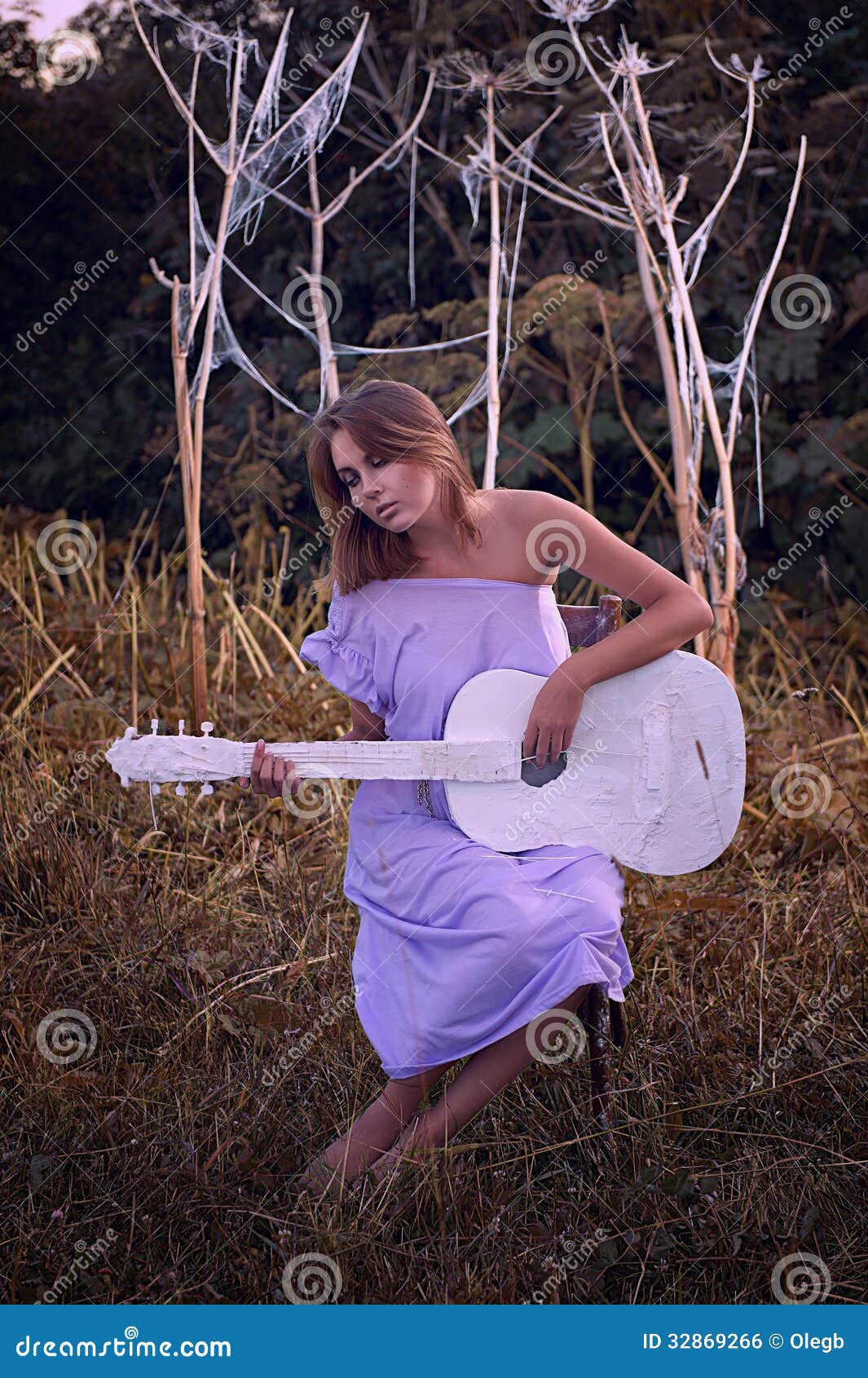 Girl with guitar stock photo. Image of outdoor, acoustic - 32869266