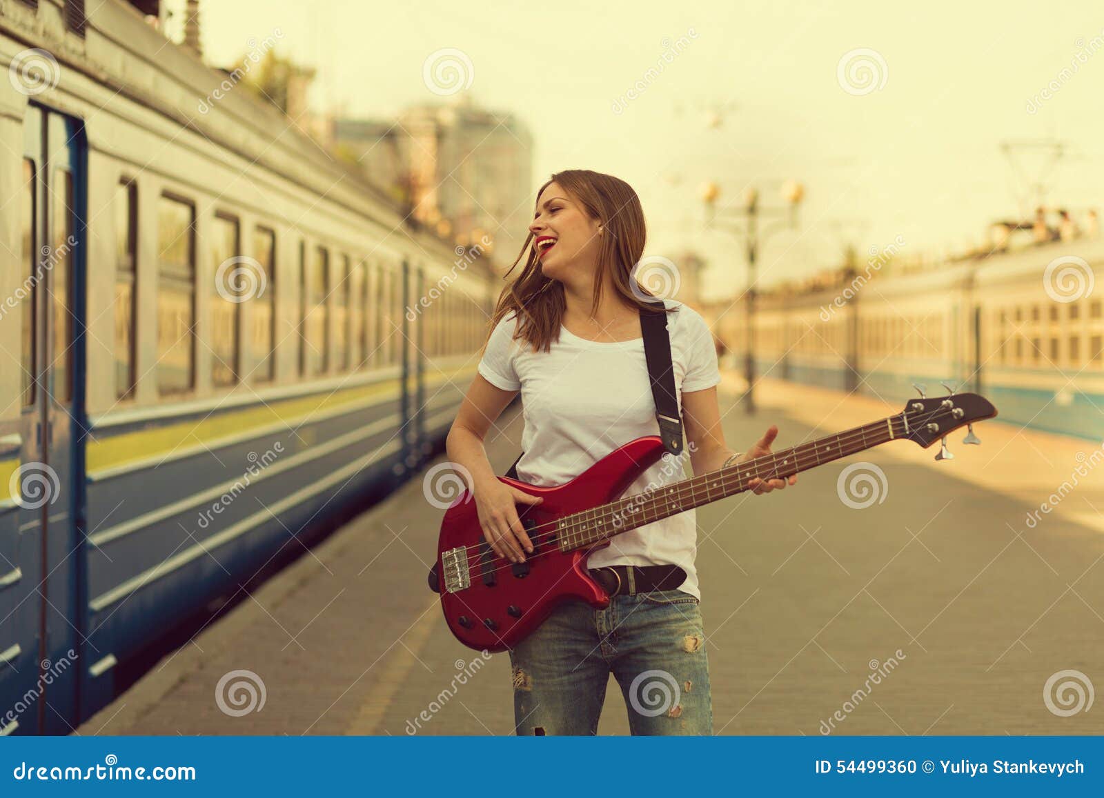 Girl with a guitar stock photo. Image of caucasian, guitar - 54499360