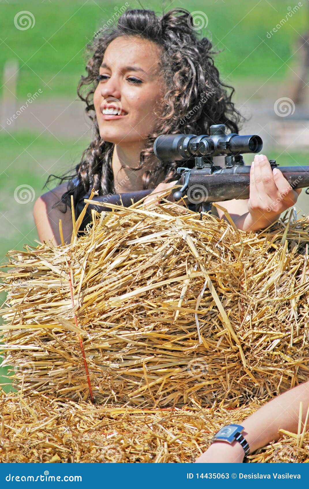 Girl with gun stock image. Image of pointing, girl, weapon - 14435063