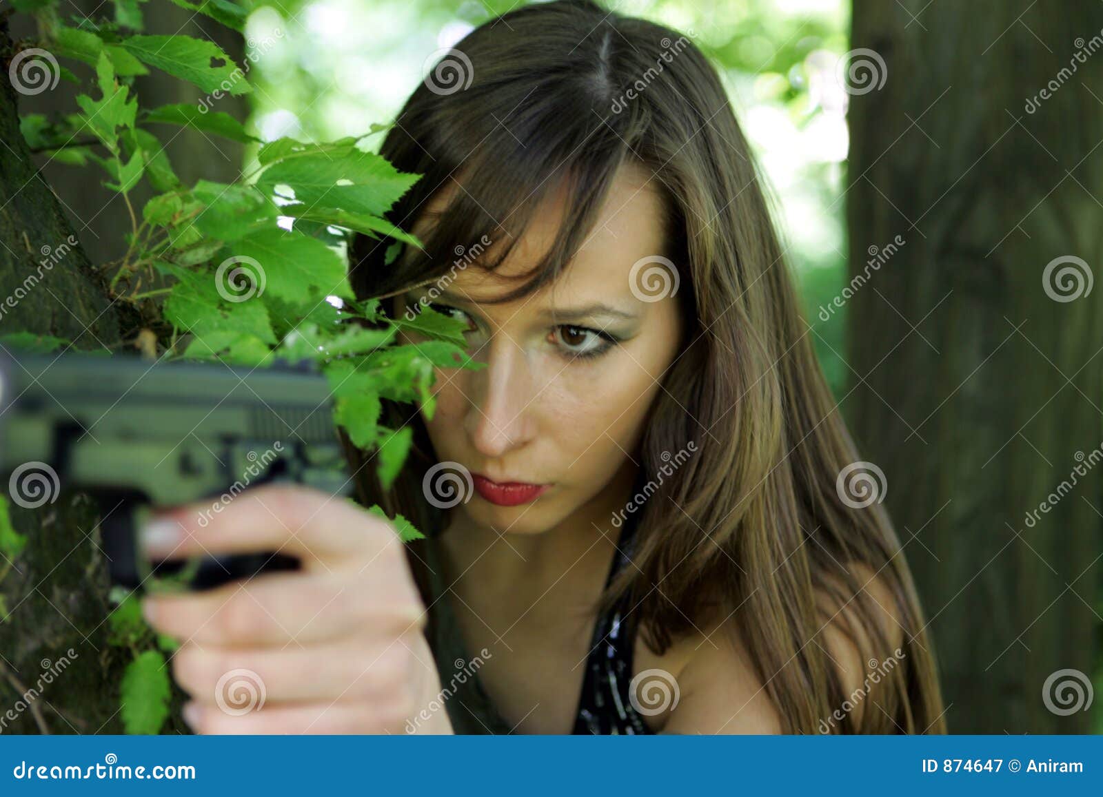 Girl With Gun Stock Image Image Of Weapon Young Female 874647
