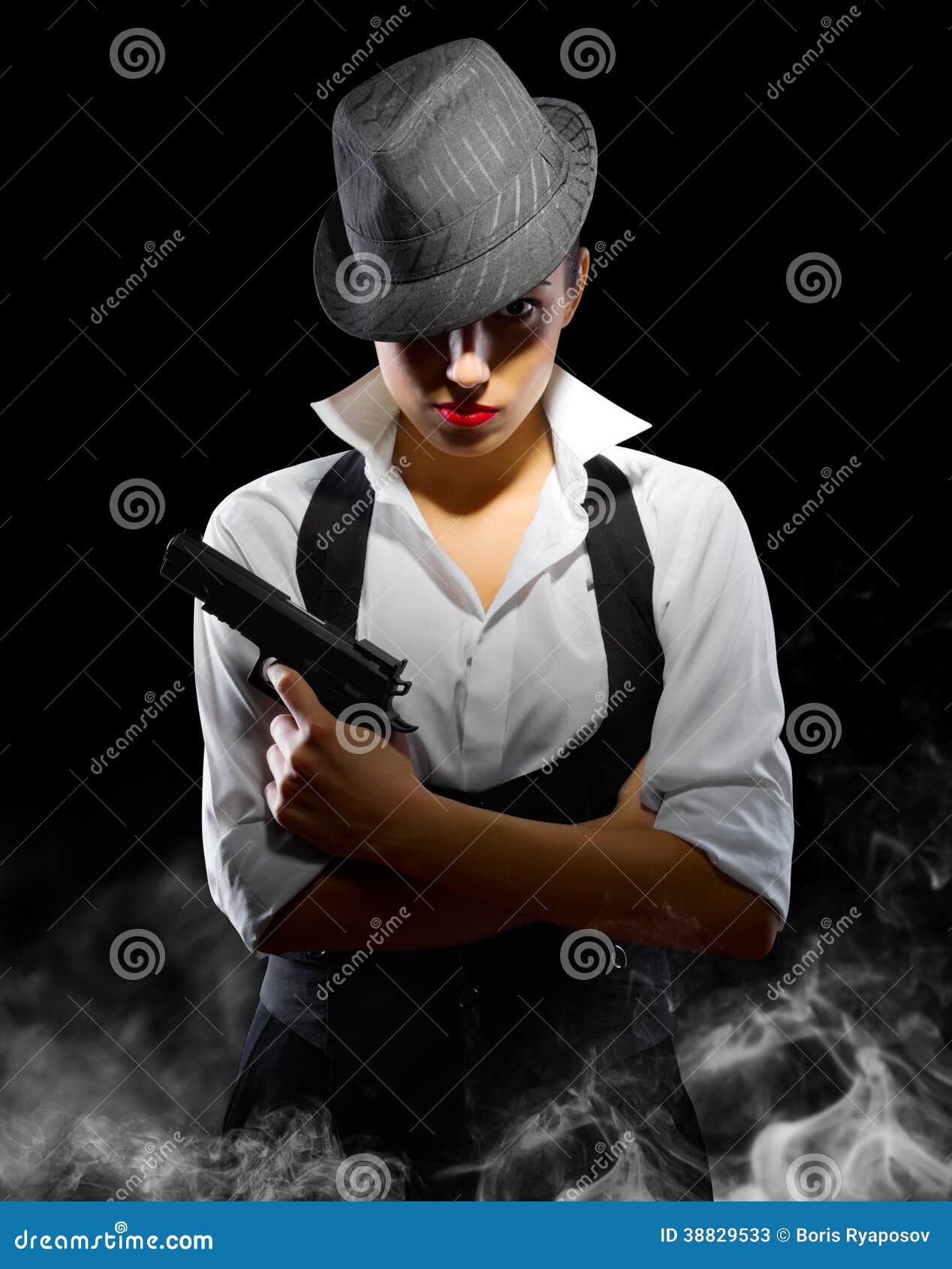 Girl with gun and hat stock image. Image of manly, beautiful - 38829533