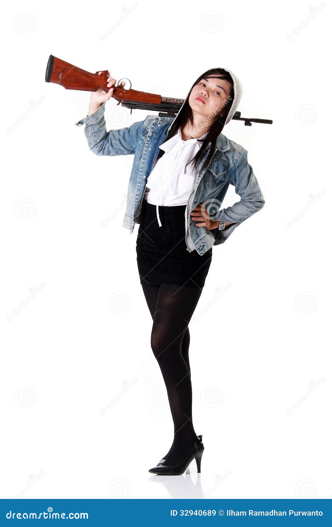 Girl and gun stock image. Image of people, pretty, indonesia - 32940689