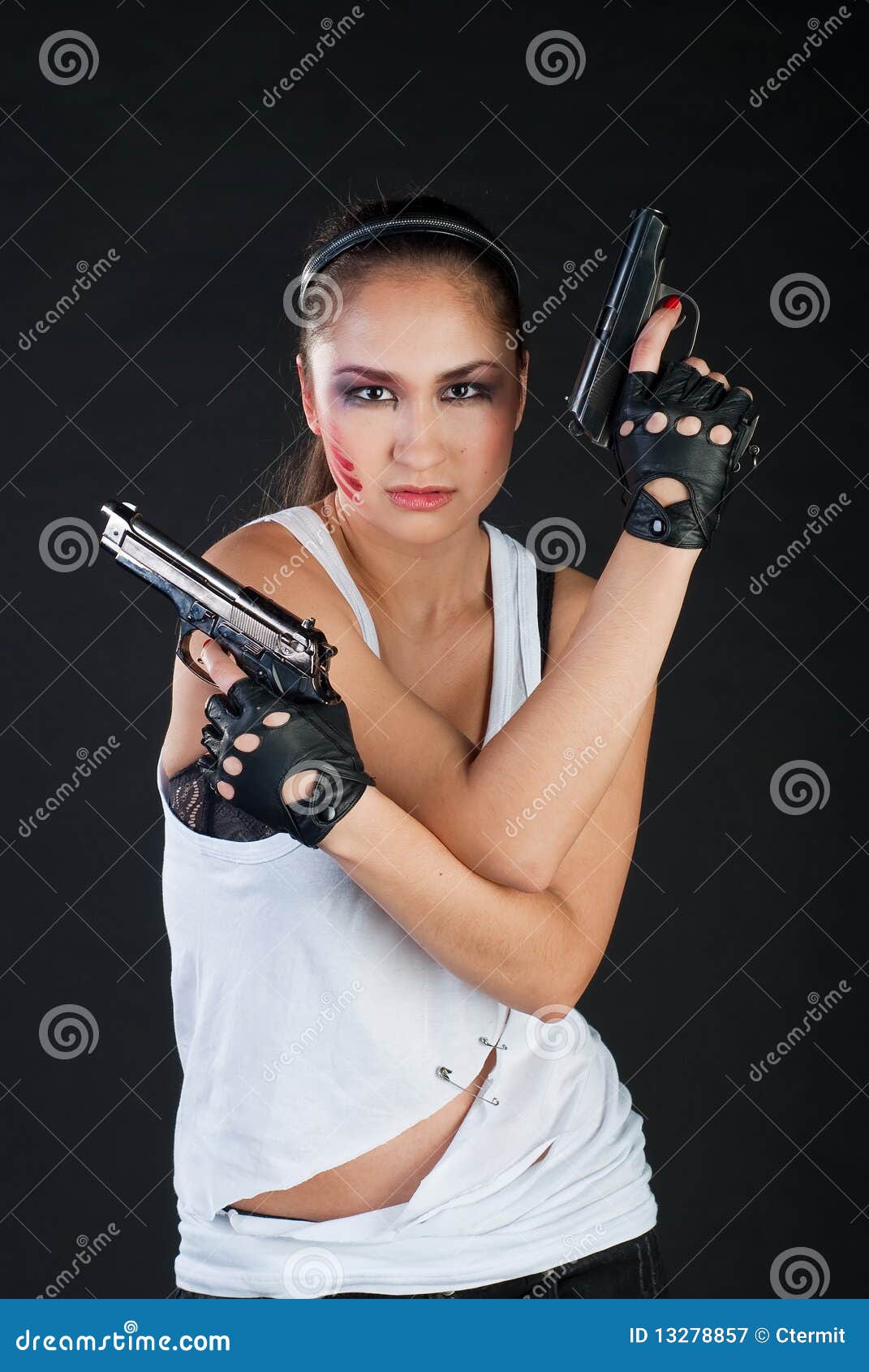 Girl with guns stock image. Image of caucasian, aggression - 13278857