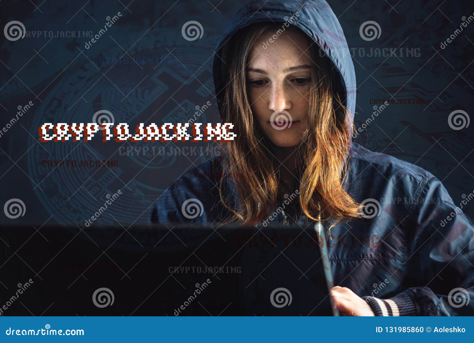Girl Hacker With A Face Is Trying To Steal Cryptocurrency Using A