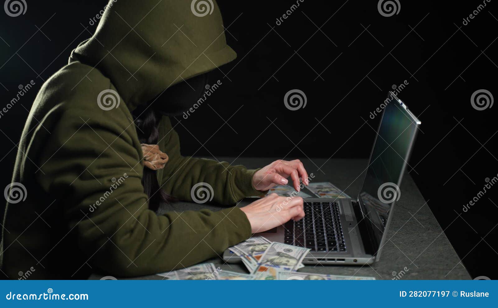 Girl Hacker Working on a Laptop. Dolly Shot Stock Video - Video of ...