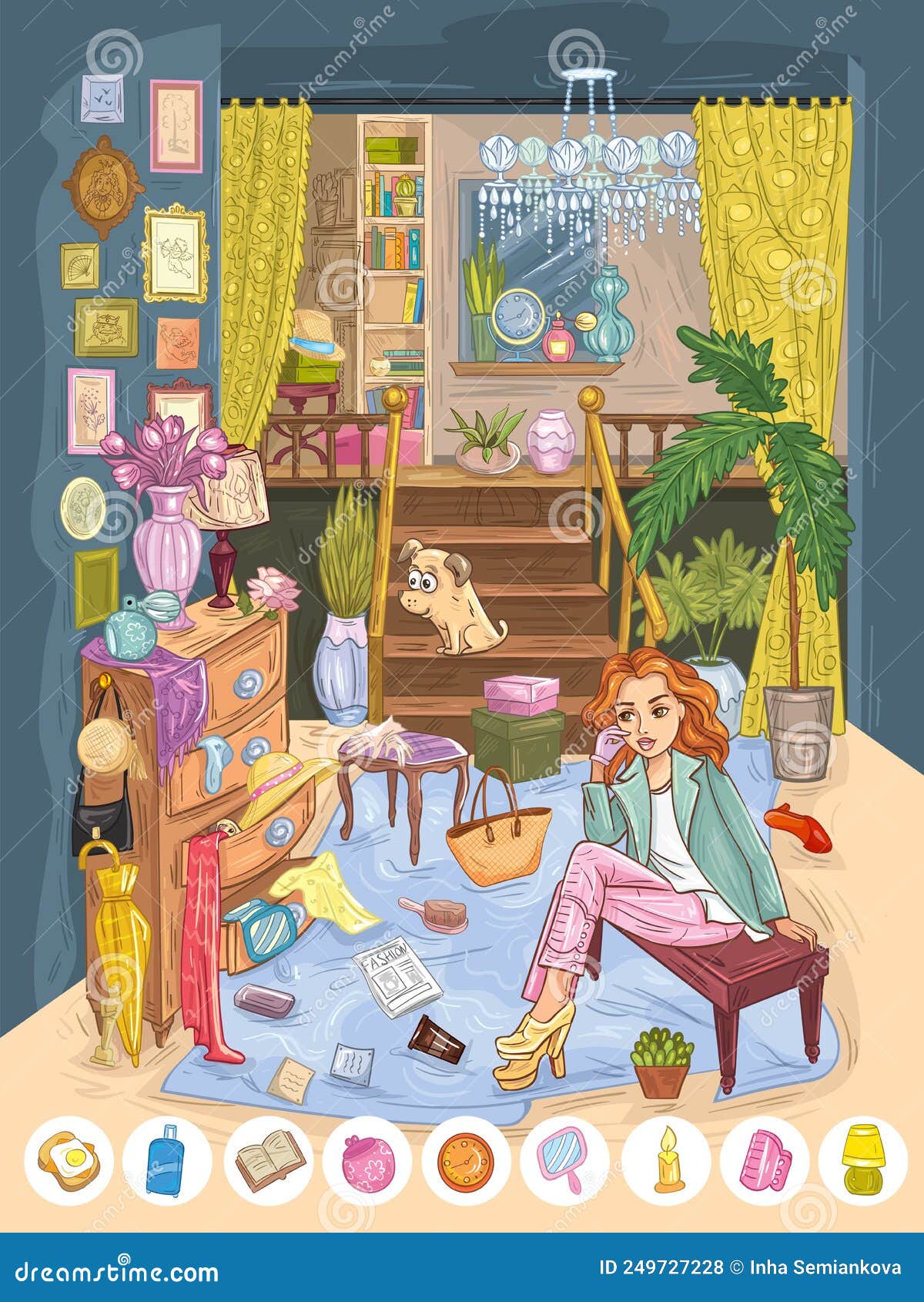 Girl in Hall before Leaving the House Stock Photo - Image of character ...