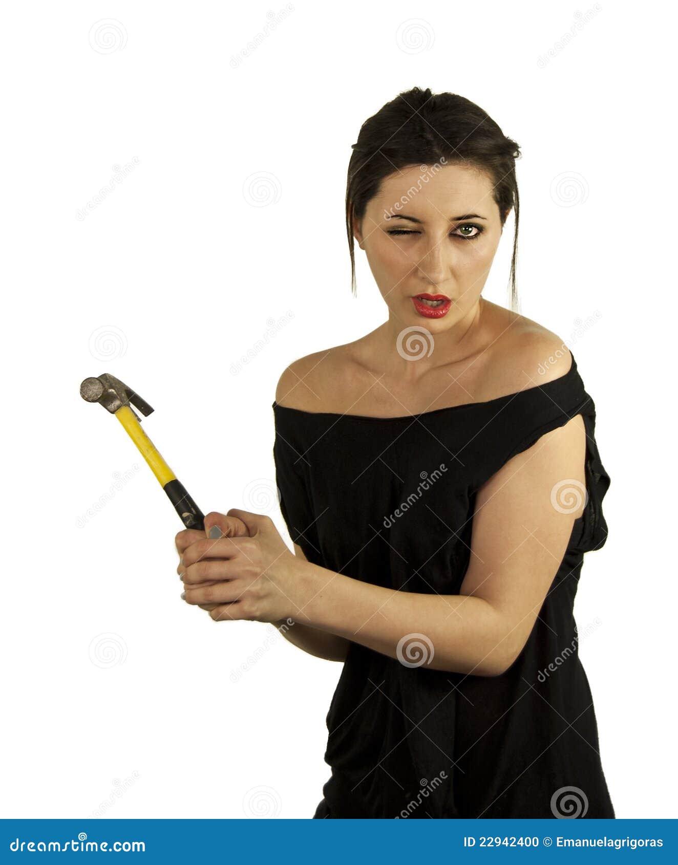 Girl with hammer stock photo. Image of girl, white, laborer - 22942400