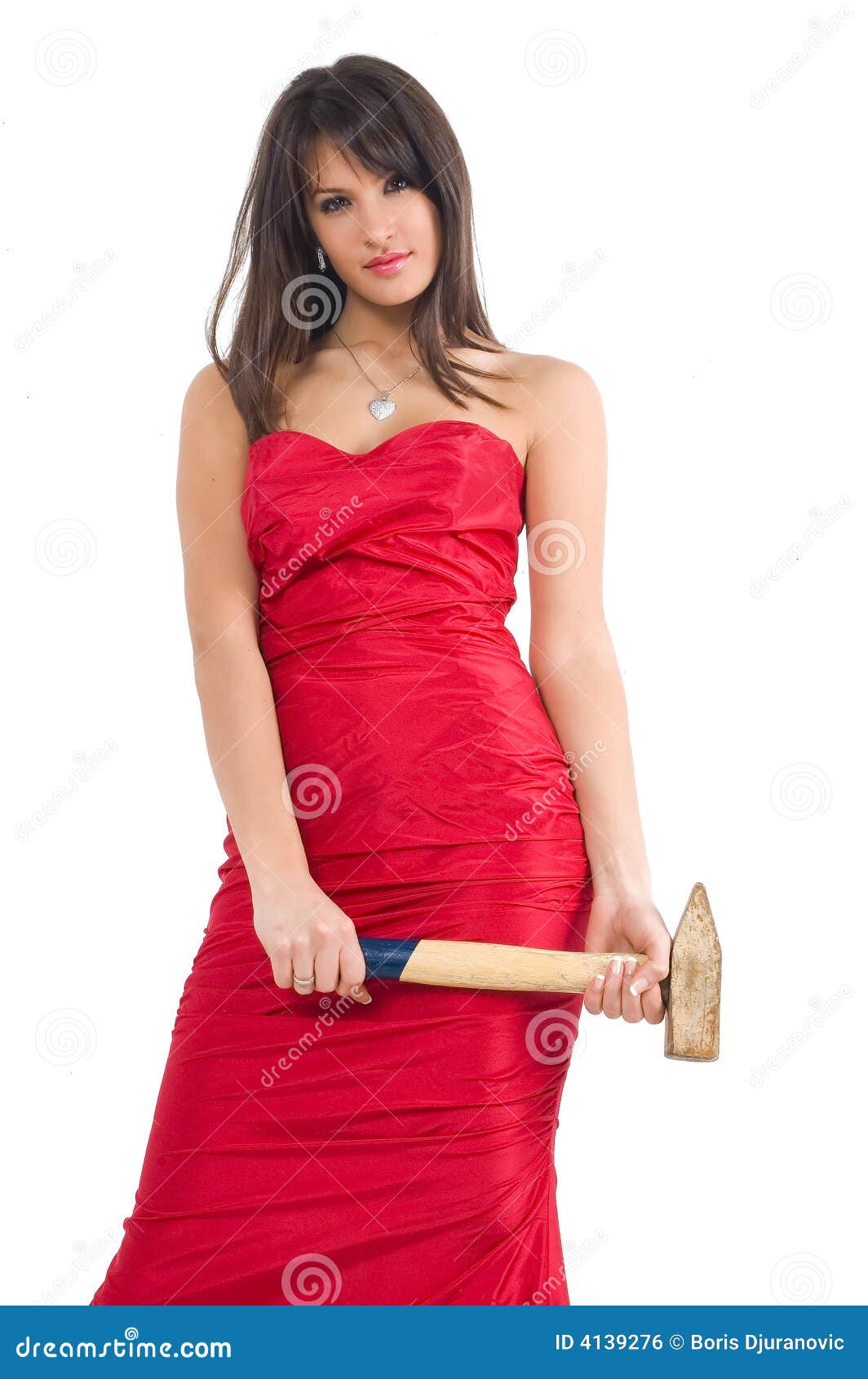 Girl with hammer stock photo. Image of dress, long, beauty - 4139276