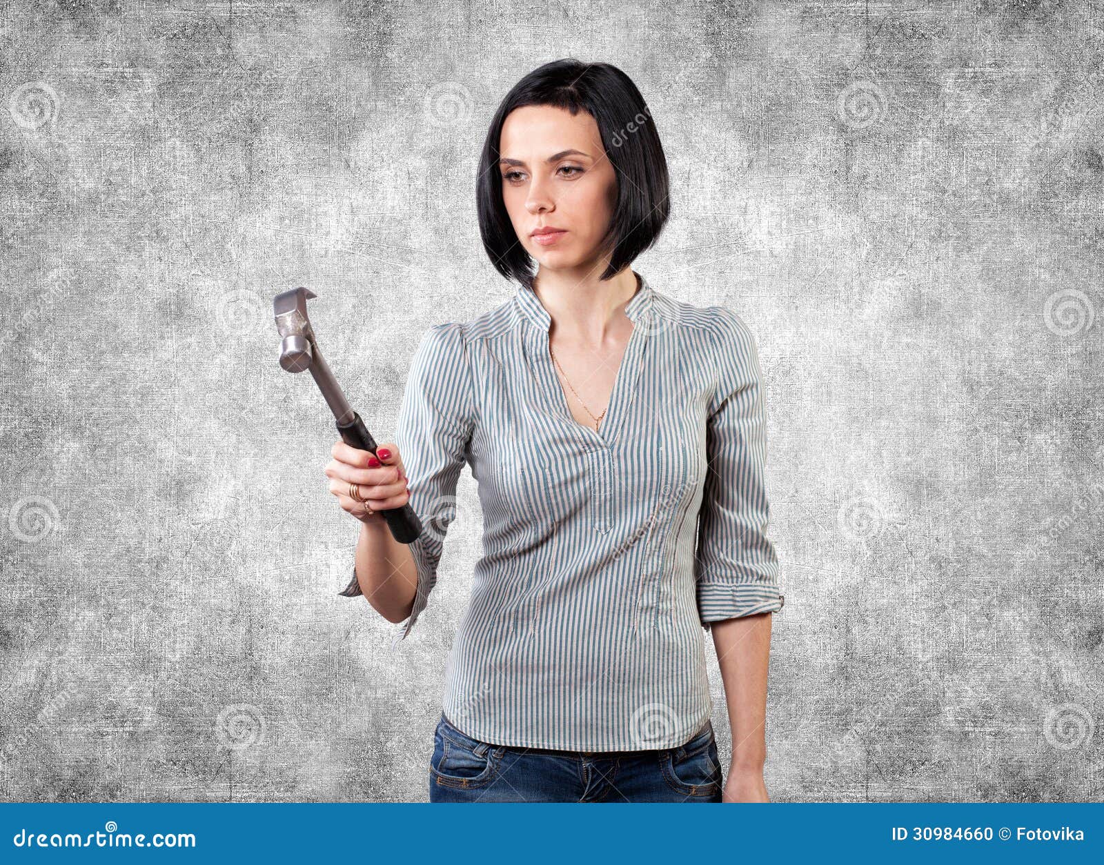 Girl with a hammer stock photo. Image of craftsman, equipment - 30984660