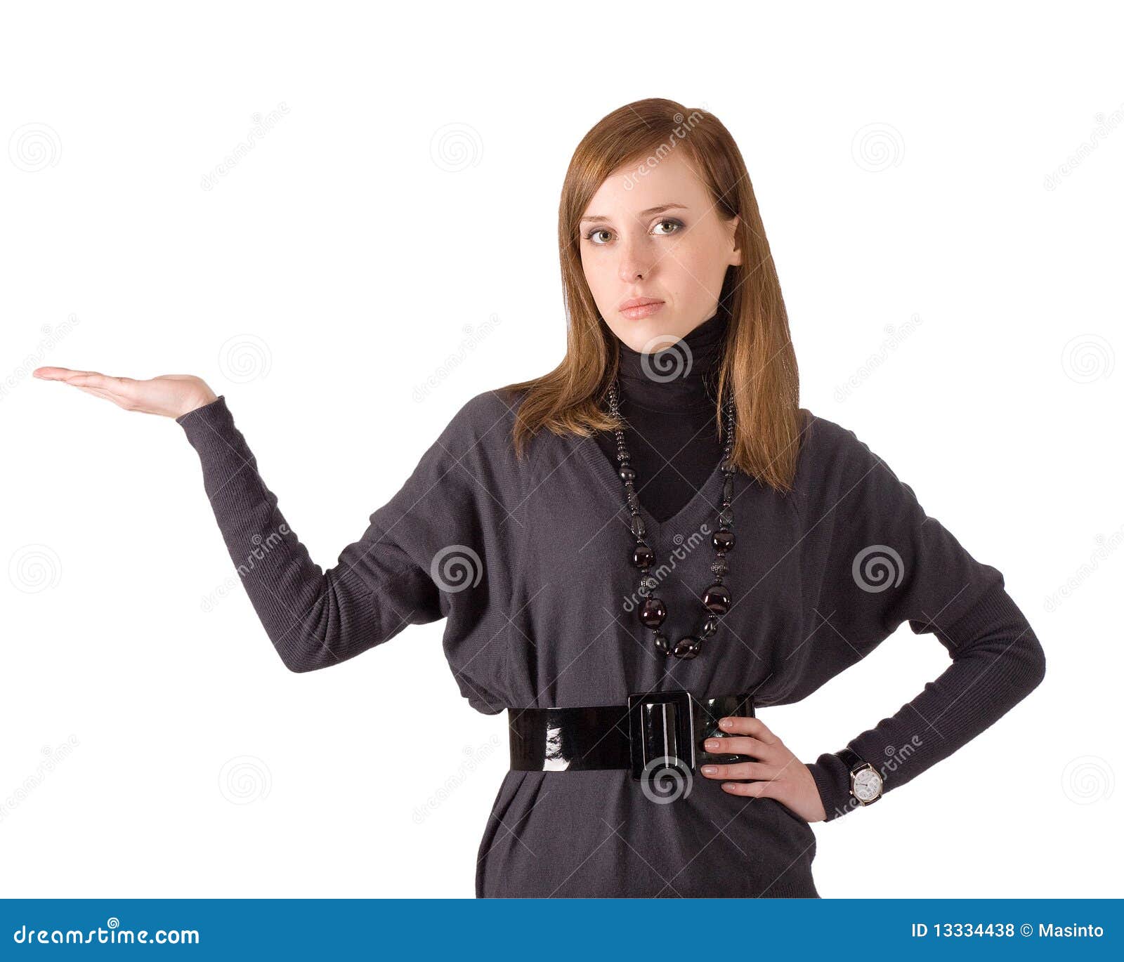 Girl with hand stock photo. Image of girl, isolated, open - 13334438