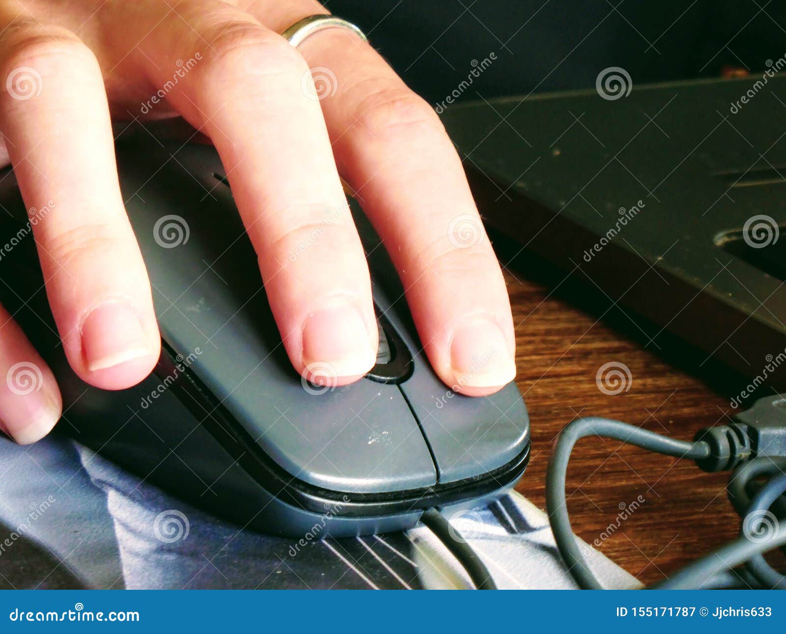 Girl Hand on Computer Mouse and Laptop. Stock Image - Image of girl ...