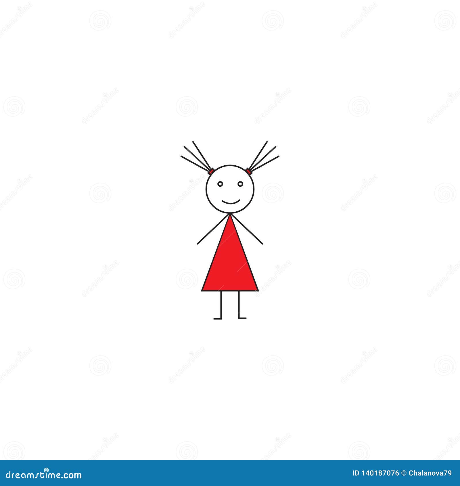 Girl Hand Drawn Vector. Doodle Style Drawing Girl Stock Illustration ...