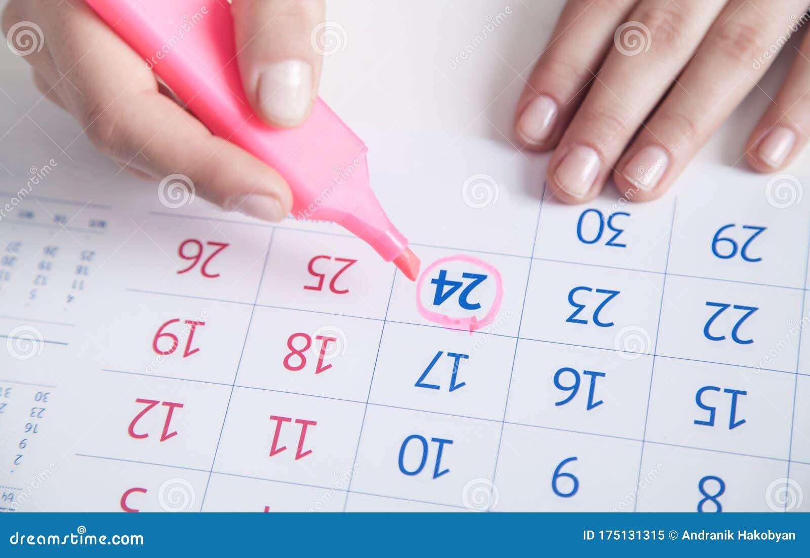 Girl Hand Marks Calendar with a Marker Stock Image - Image of month ...