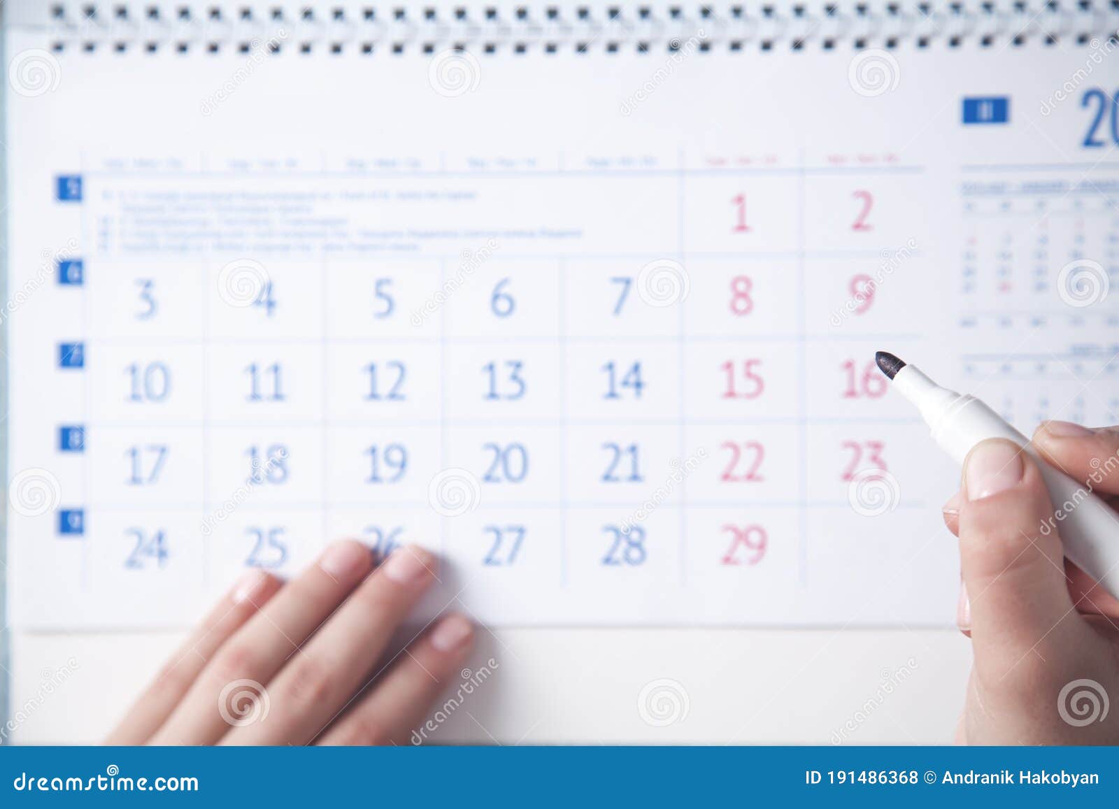 Girl Hand Marks Calendar with a Marker Stock Photo - Image of page ...