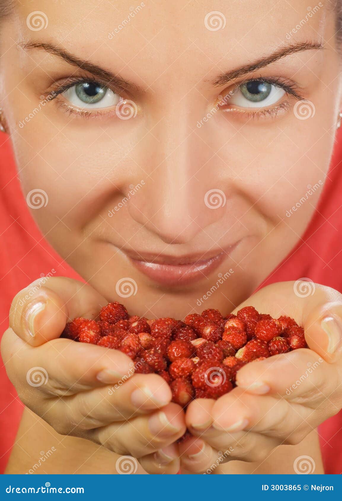 Girl with a Handful of Berries Stock Image - Image of fruit, close: 3003865
