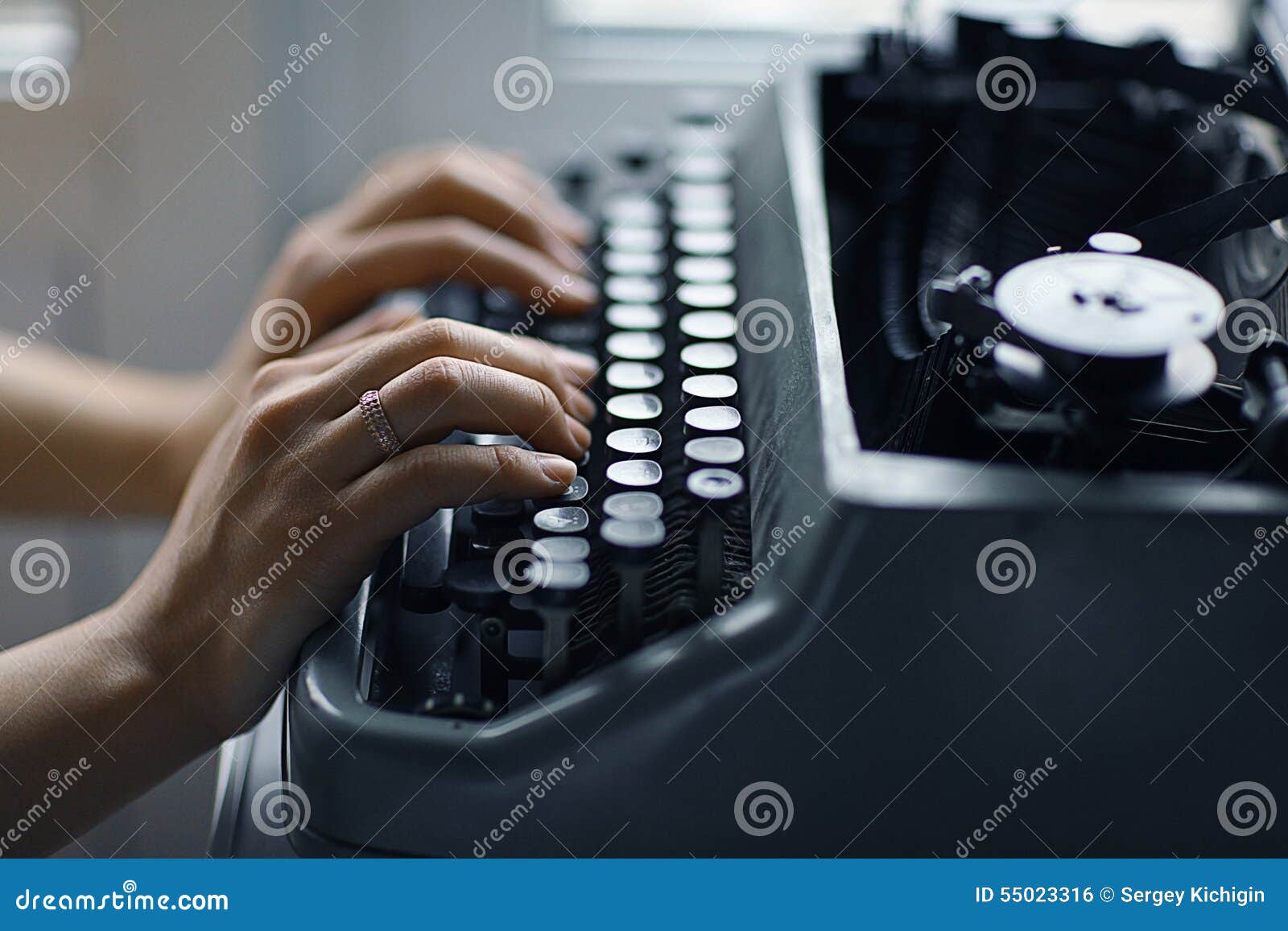 Girl hands on typewriter stock photo. Image of girl, parcel - 55023316