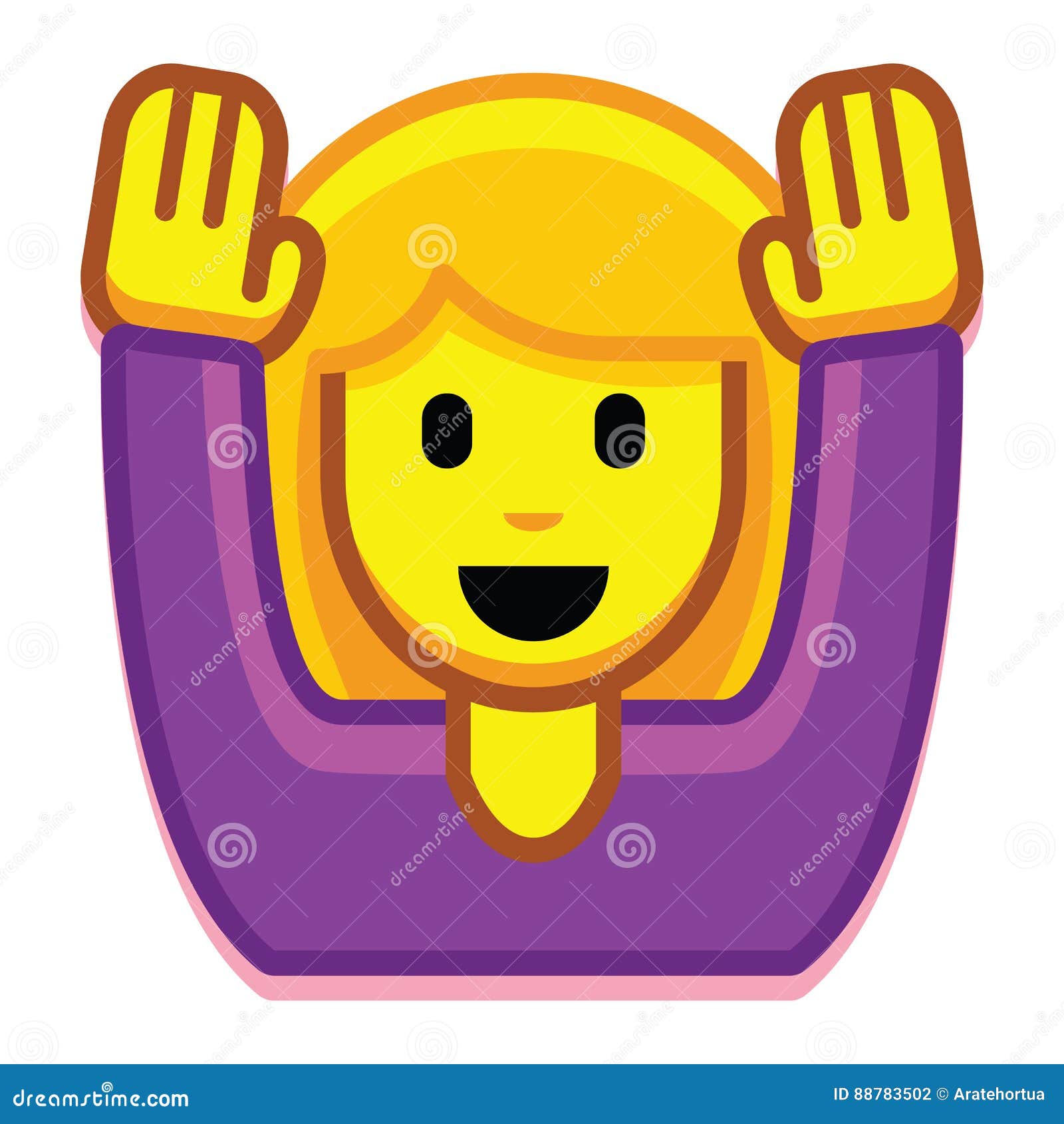 Girl with Hands Up Isolated on White Background Stock Illustration ...