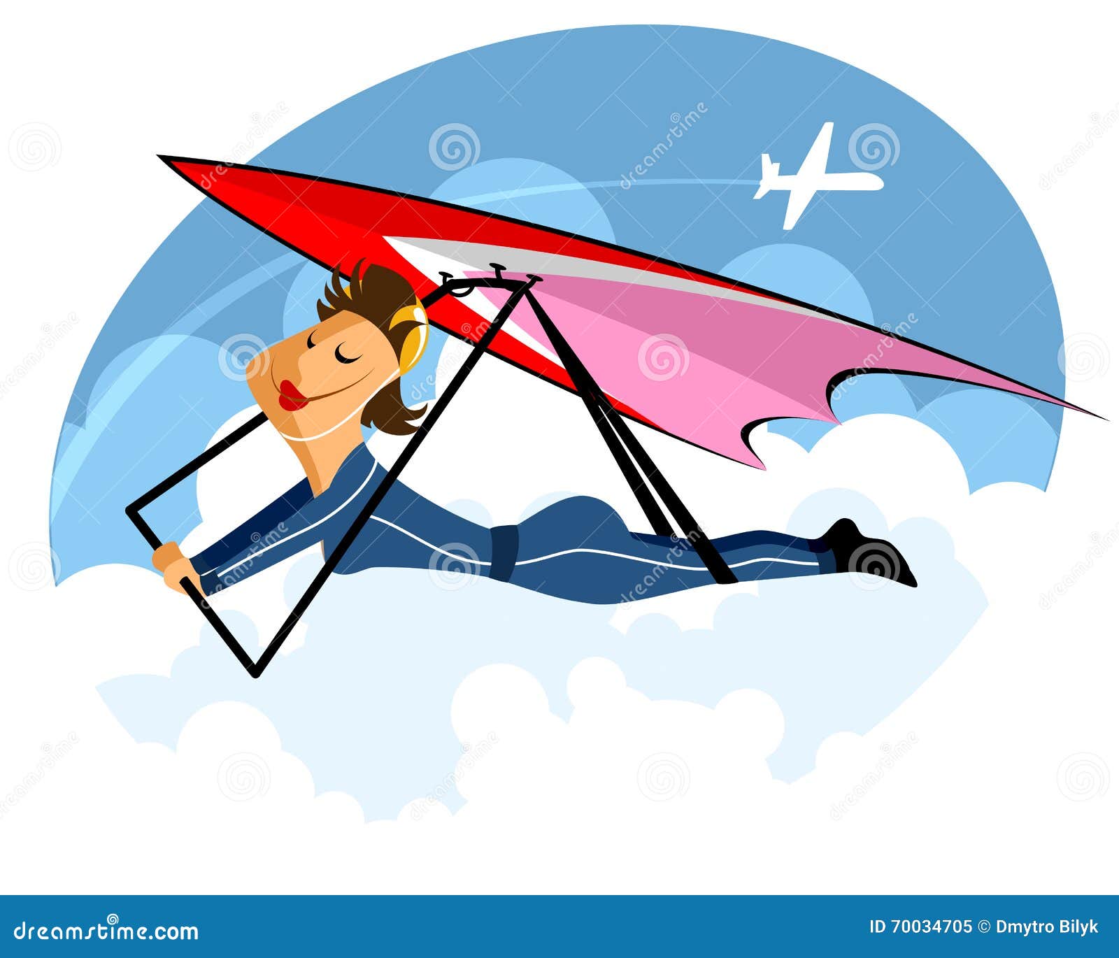 Girl on hang-glider stock vector. Illustration of white - 70034705