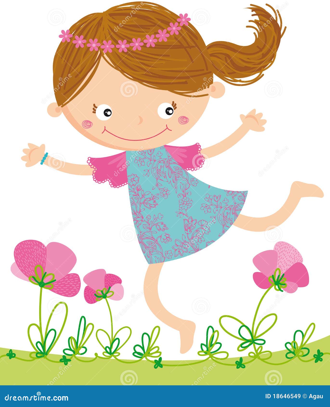 Girl_happy_field ilustración del vector. Ilustración de divertido ...