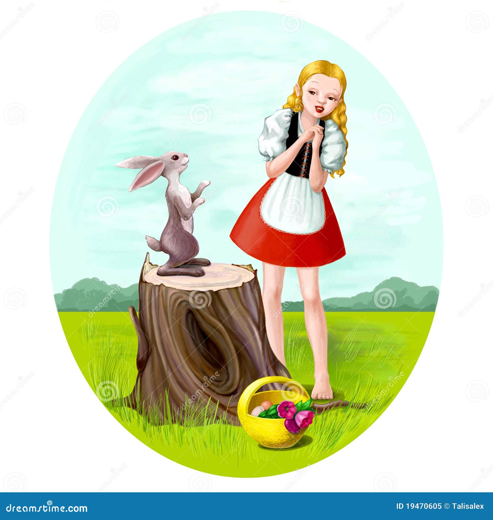 Girl and hare stock illustration. Illustration of child - 19470605