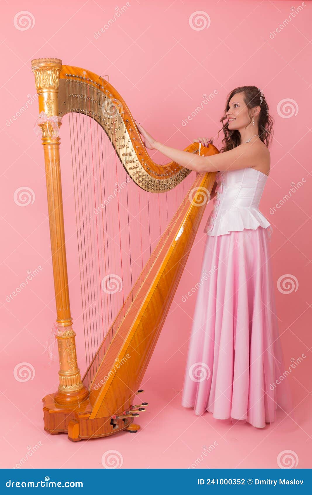 Girl with a harp stock photo. Image of music, corset - 241000352