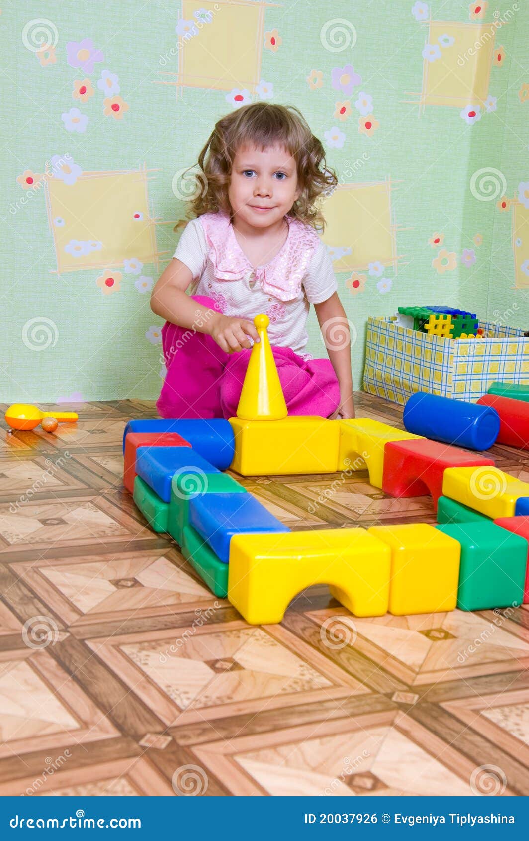 The Girl Has Built a Tower Out of Blocks Stock Photo - Image of home ...