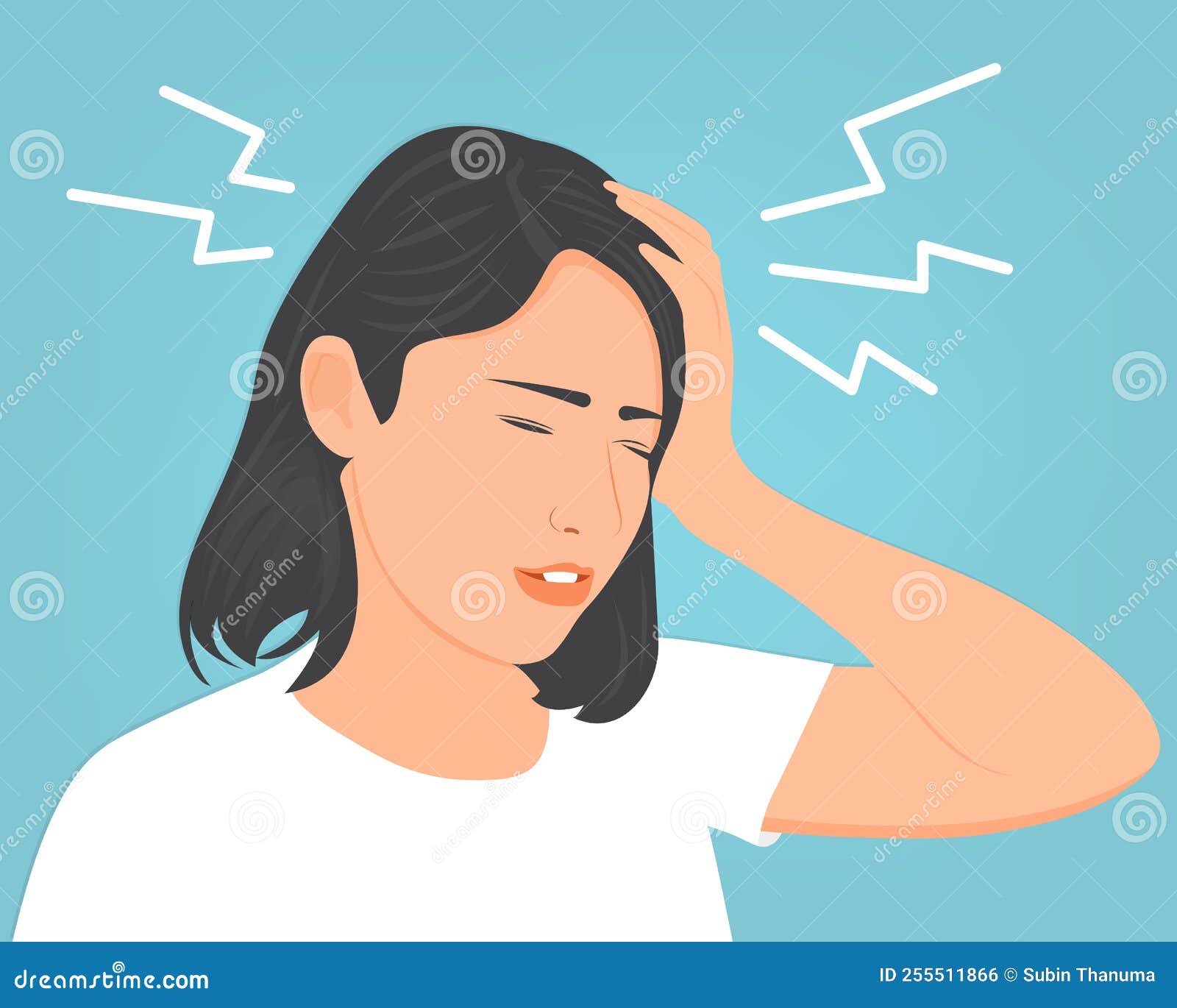 Girl has a headache stock illustration. Illustration of diagram - 255511866