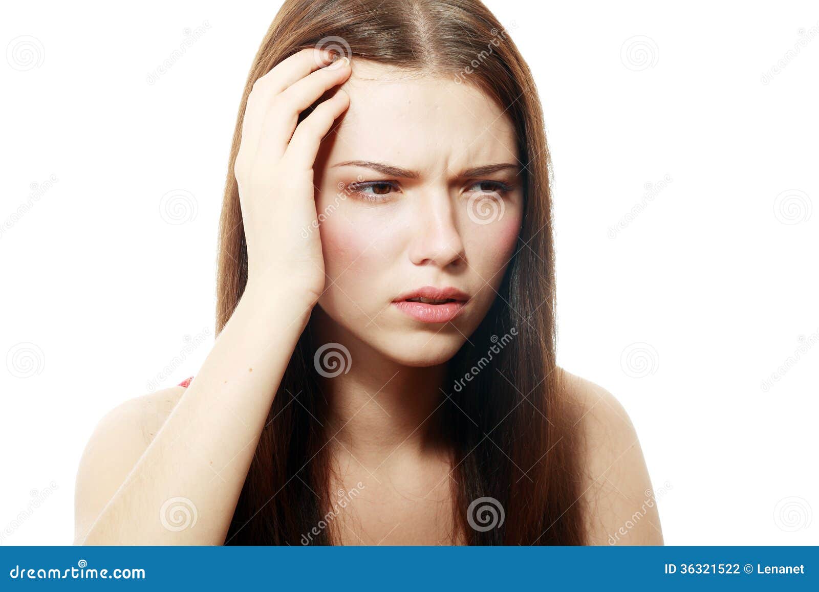 Girl has a headache stock photo. Image of pain, adult - 36321522