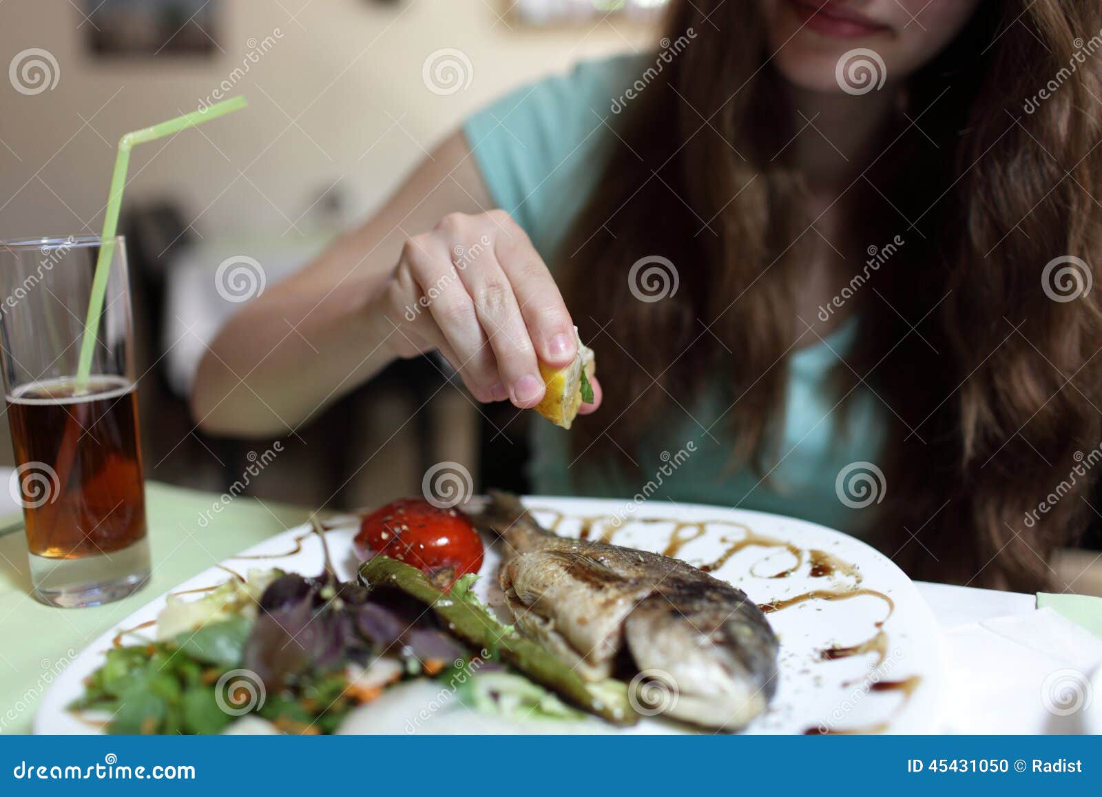 Girl has lunch stock photo. Image of color, european - 45431050