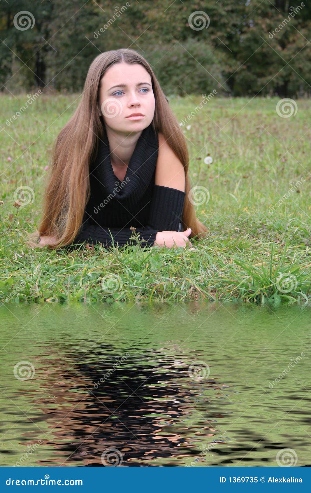 Girl Has a Rest on a Nature Stock Image - Image of dreaming, lifestyle ...
