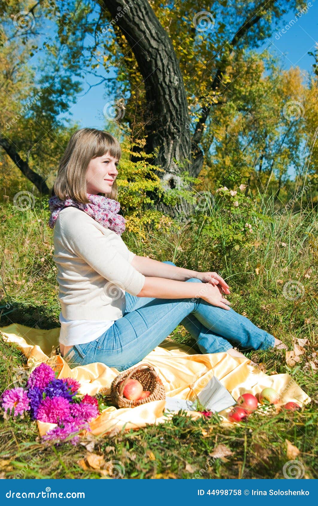 The Girl Has a Rest Outdoors Stock Photo - Image of solar, sideways ...