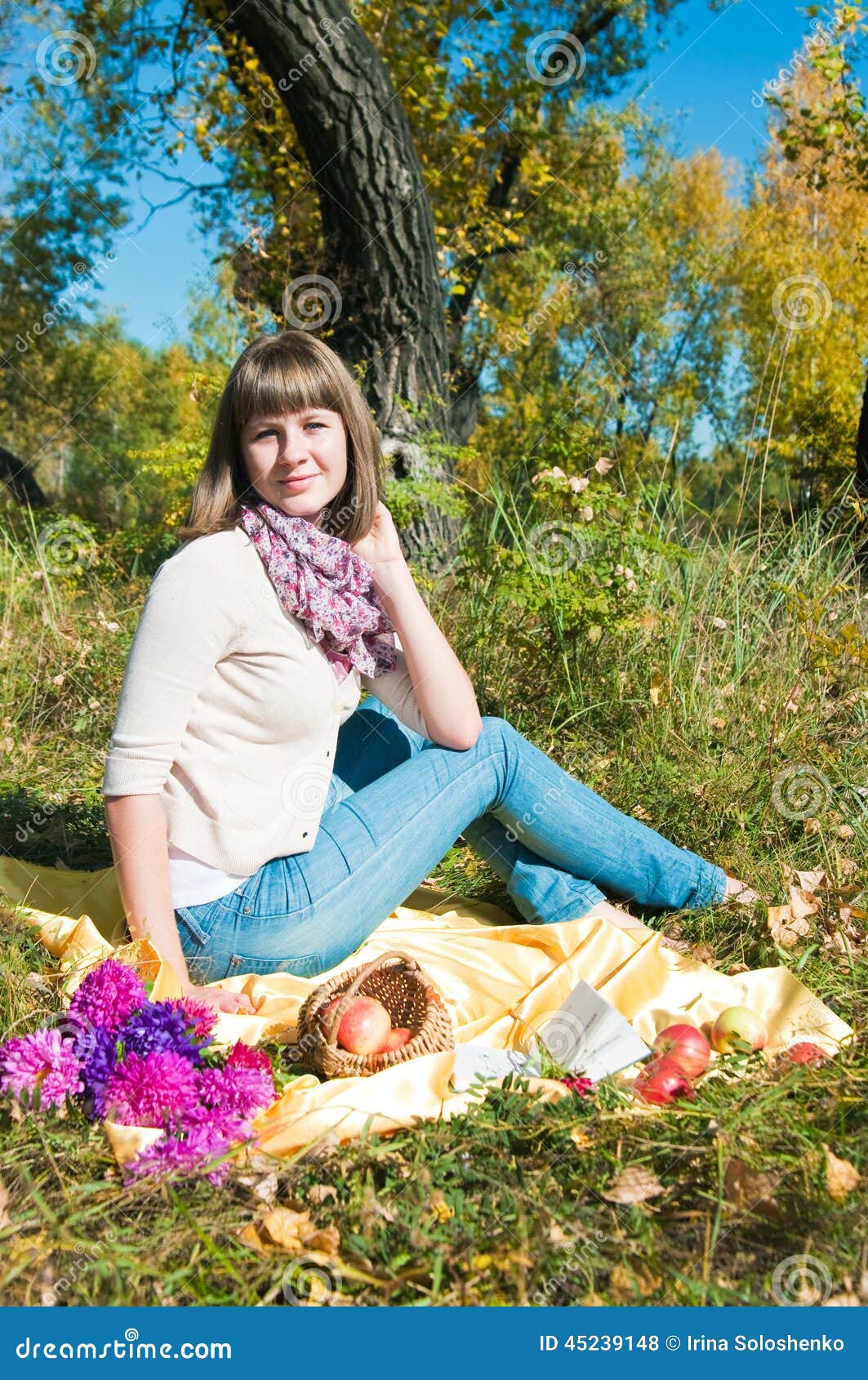 The Girl Has a Rest Outdoors Stock Photo - Image of fallen, book: 45239148