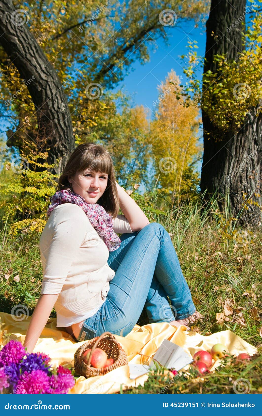 The Girl Has a Rest Outdoors Stock Image - Image of grass, girl: 45239151