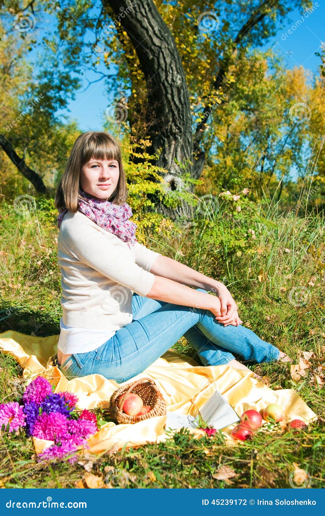 The Girl Has a Rest Outdoors Stock Photo - Image of bark, tree: 45239172