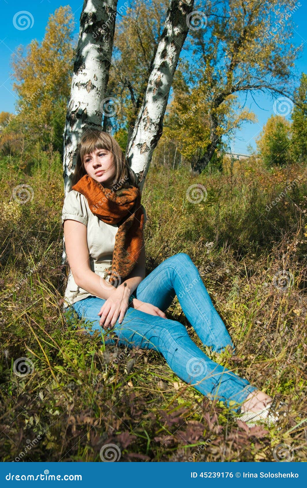 The Girl Has a Rest Outdoors Stock Photo - Image of september, park ...
