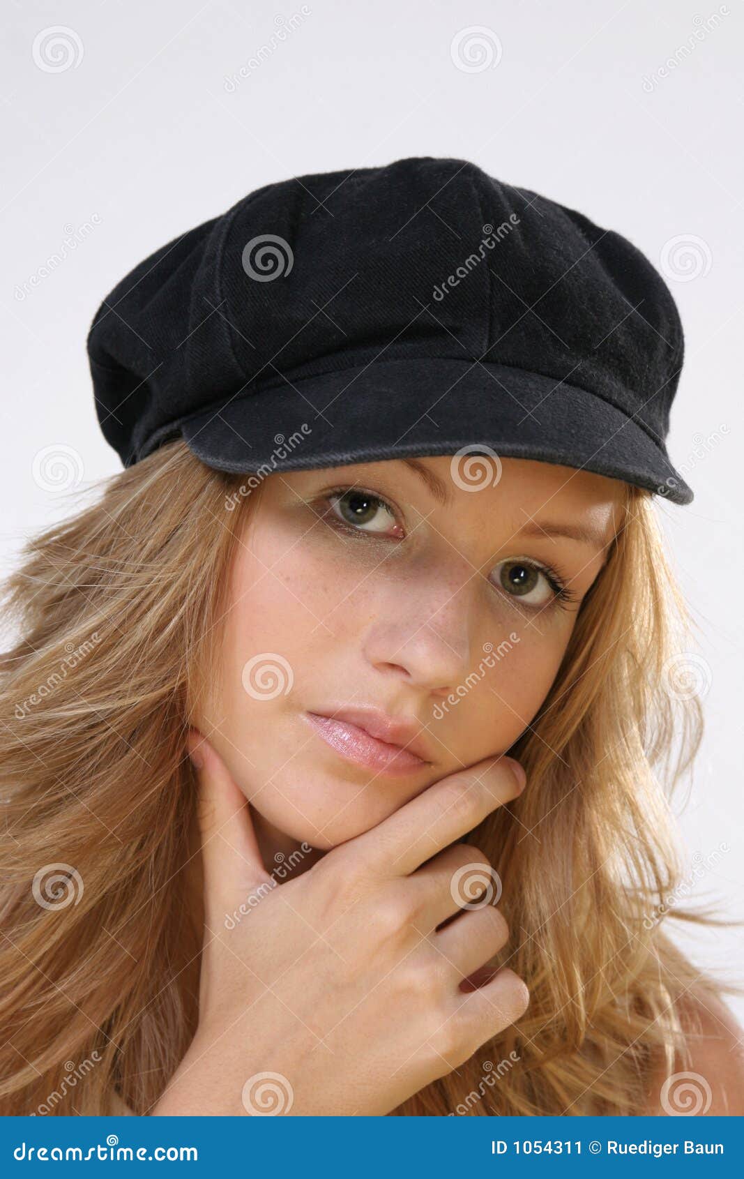 Girl with hat stock image. Image of fashion, mouth, expression - 1054311