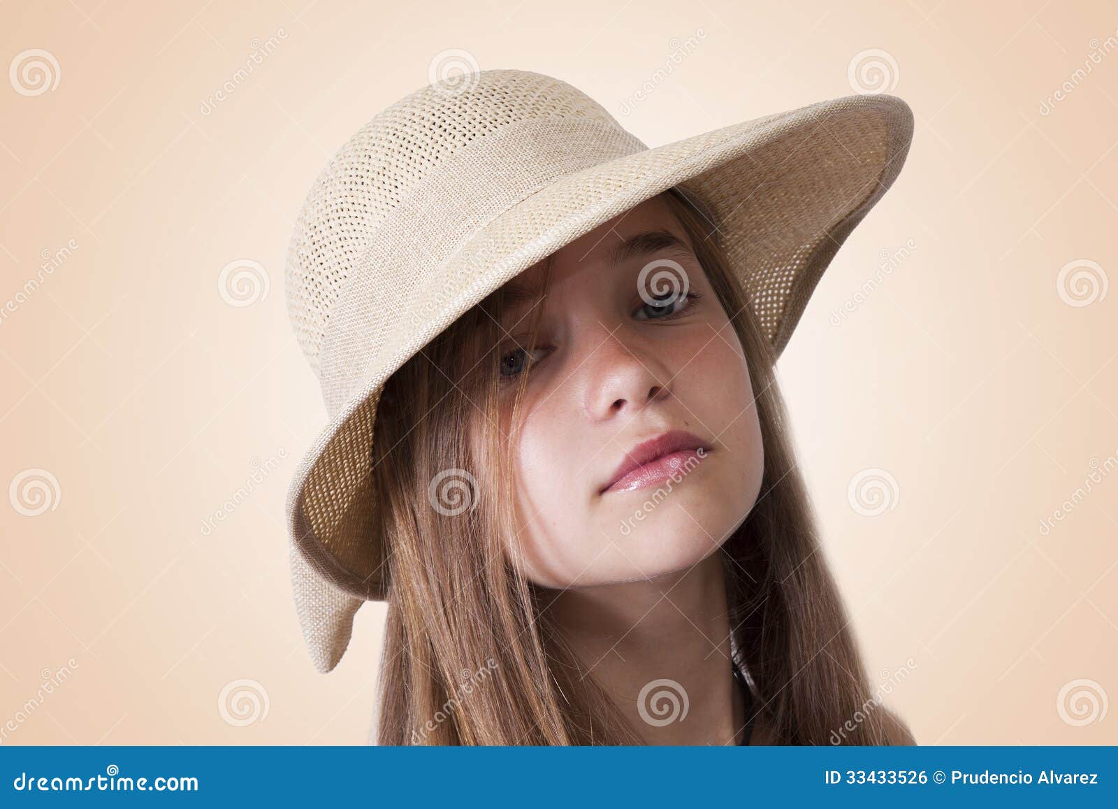 Girl with hat posing stock photo. Image of face, beauty - 33433526