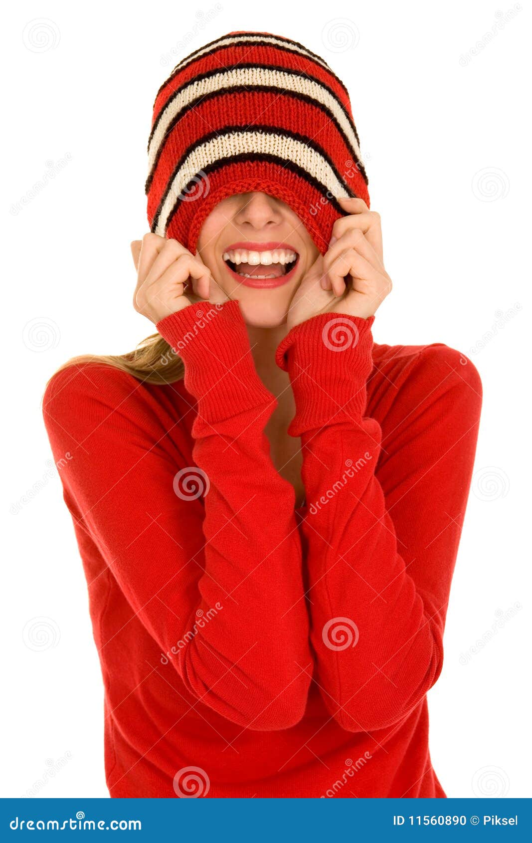 Girl with Hat Pulled Over Her Eyes Stock Photo - Image of body ...