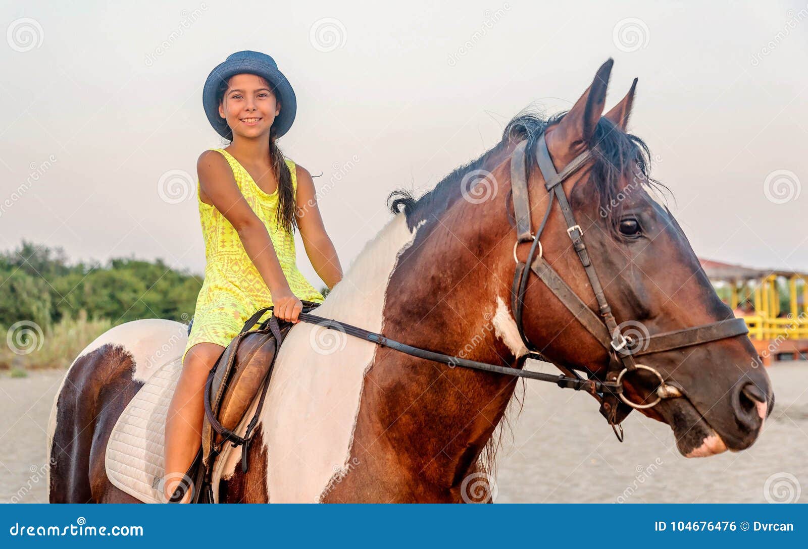 Girl with a Hat Riding a Horse Stock Photo - Image of mountains, tail ...