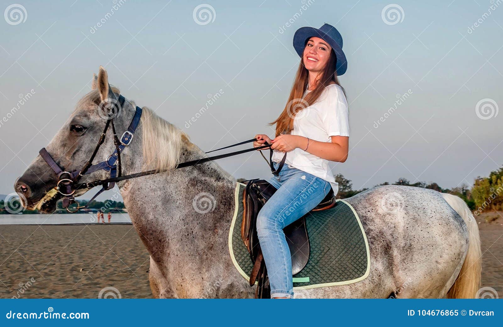 Girl with a Hat Riding a Horse Stock Image - Image of ranch, skintones ...